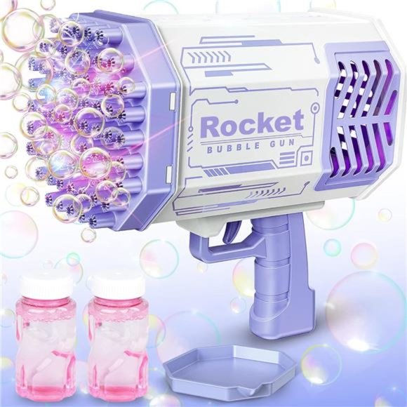 Toys | Upgraded Purple Bubble Gun 69 Holes Bubble Machine Gun For Kids ...